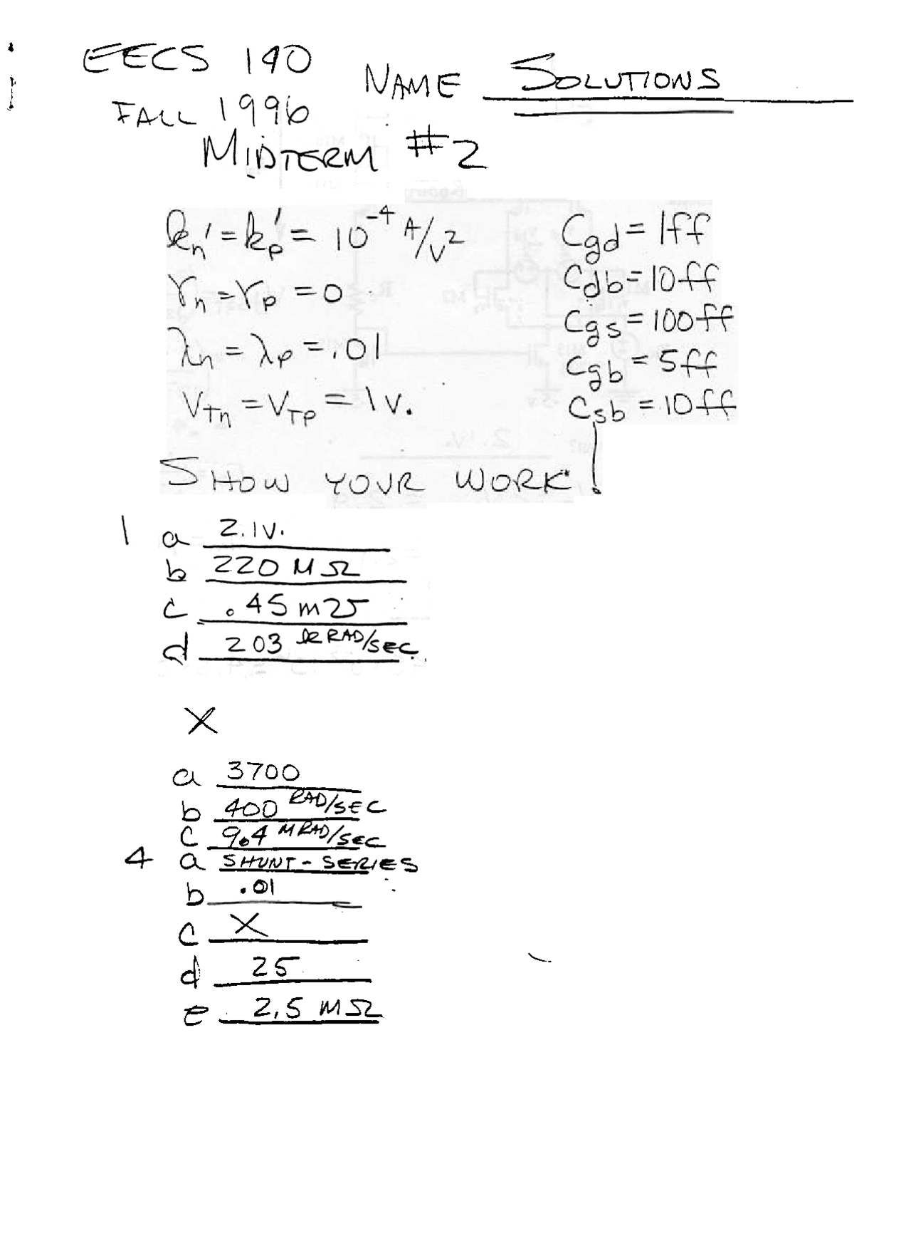 Low Frequency Linear Integrated Circuits Solved Exam Docsity