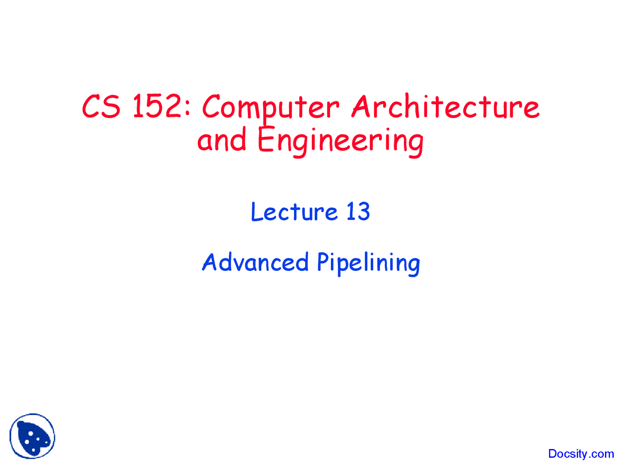 Advanced Pipelining Computer Organization Lecture Slides Docsity