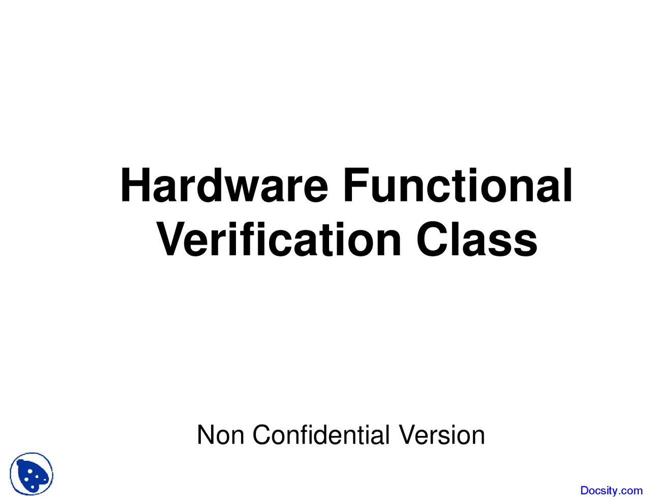 Hardware Functional Functional Verification Lecture Slides Docsity