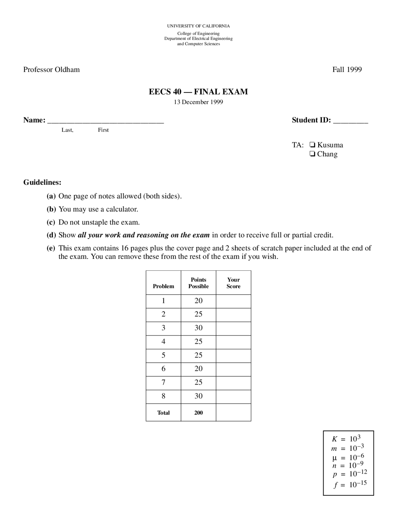 Nodal Analysis Introduction To Microelectronic Circuits Exam Docsity