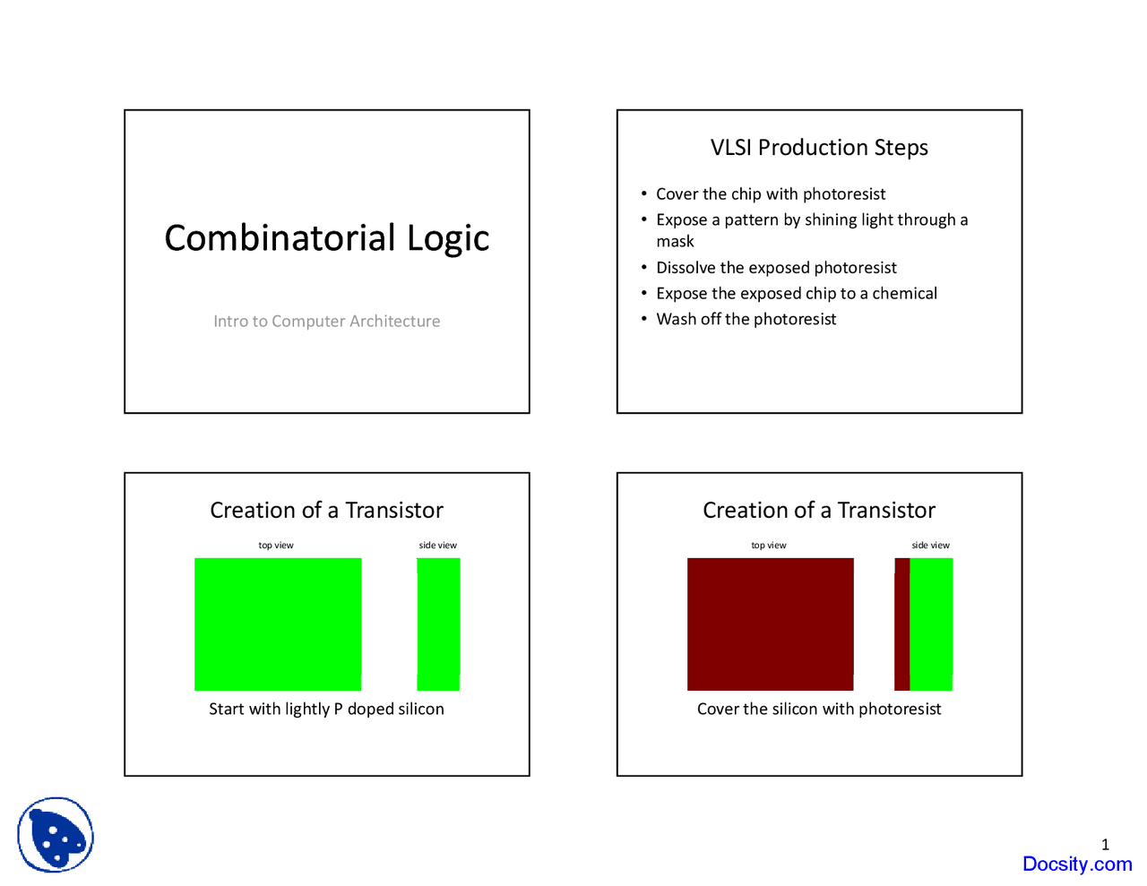 Combinatorial Logic Introduction To Computer Architecture Lecture Slides Docsity
