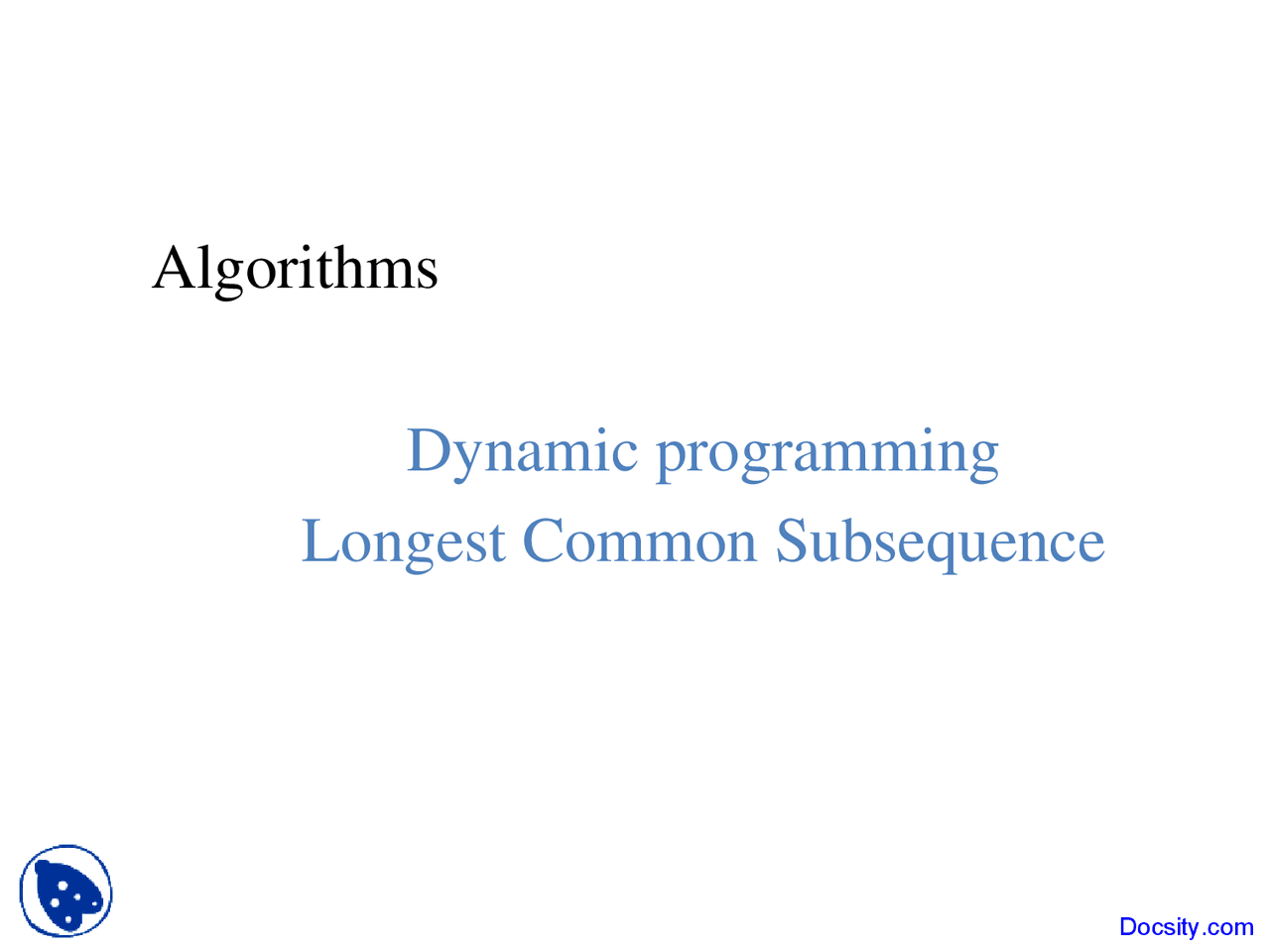 Longest Common Subsequence - Introduction to Algorithms - Lecture ...