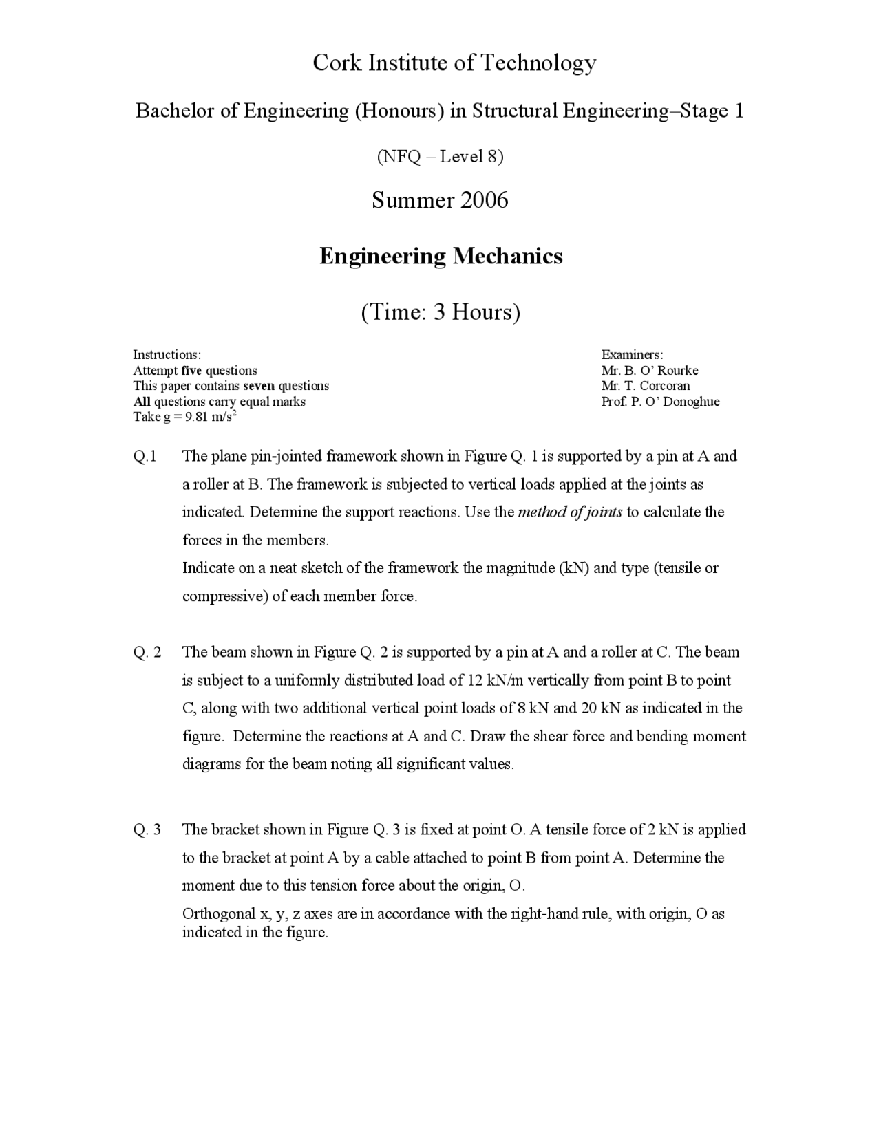 Position of Centroid - Engineering Mechanics - Past Paper | Exams ...