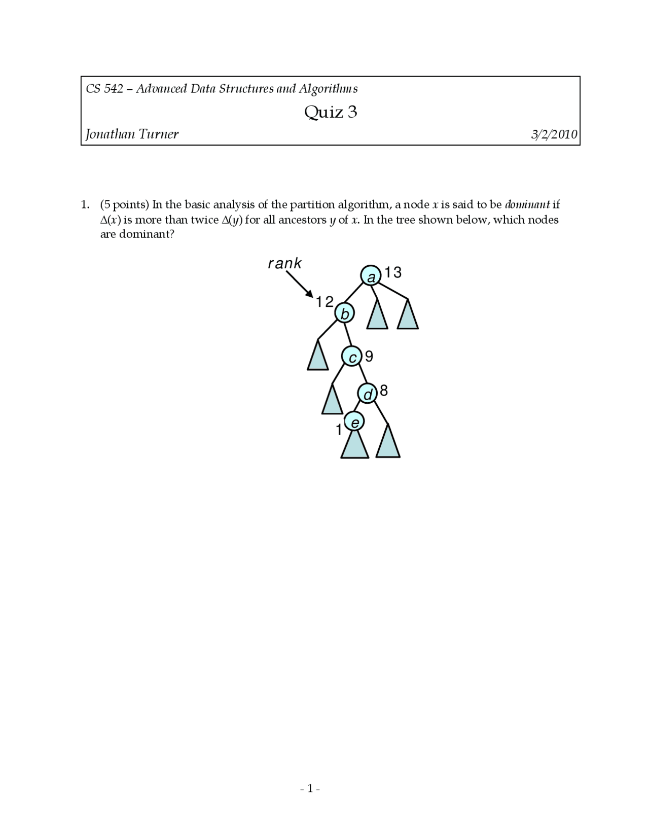 Partition Algorithm - Advanced Data Structures and Algorithms - Quiz ...