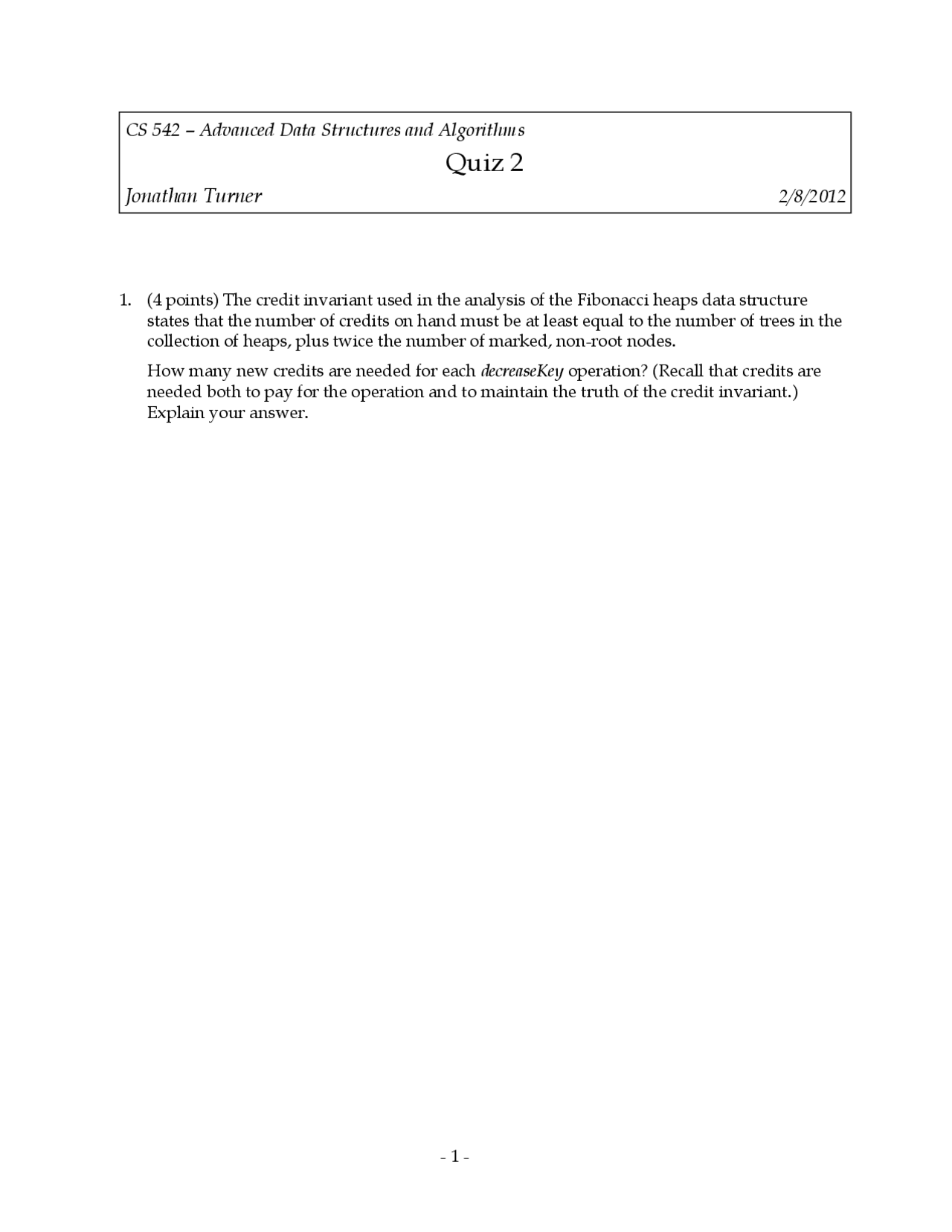 Fibonacci Heaps - Advanced Data Structures and Algorithms - Quiz ...