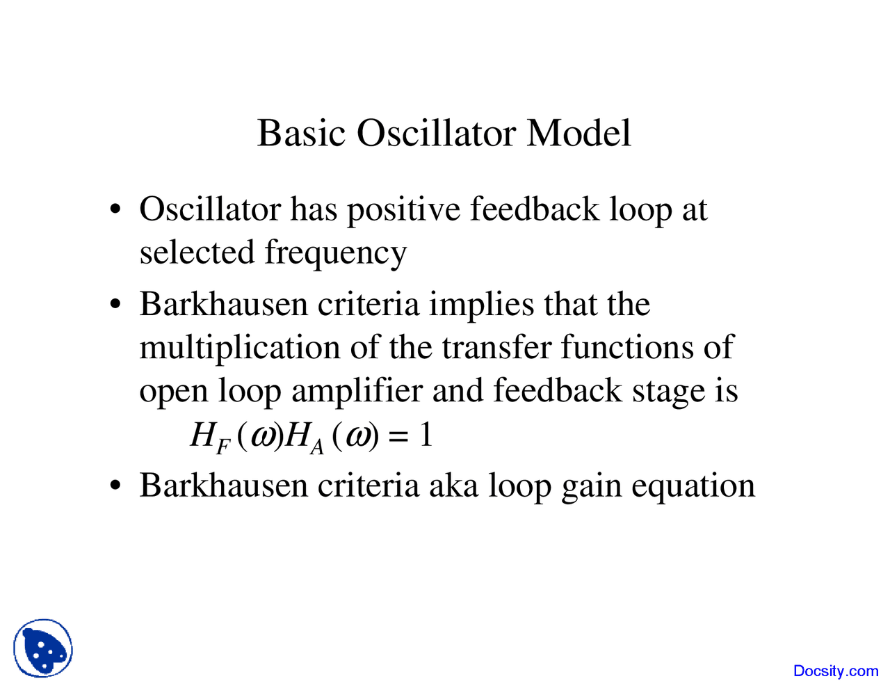 Basic Oscillator Model Rf And Microwave Engineering Lecture Slides