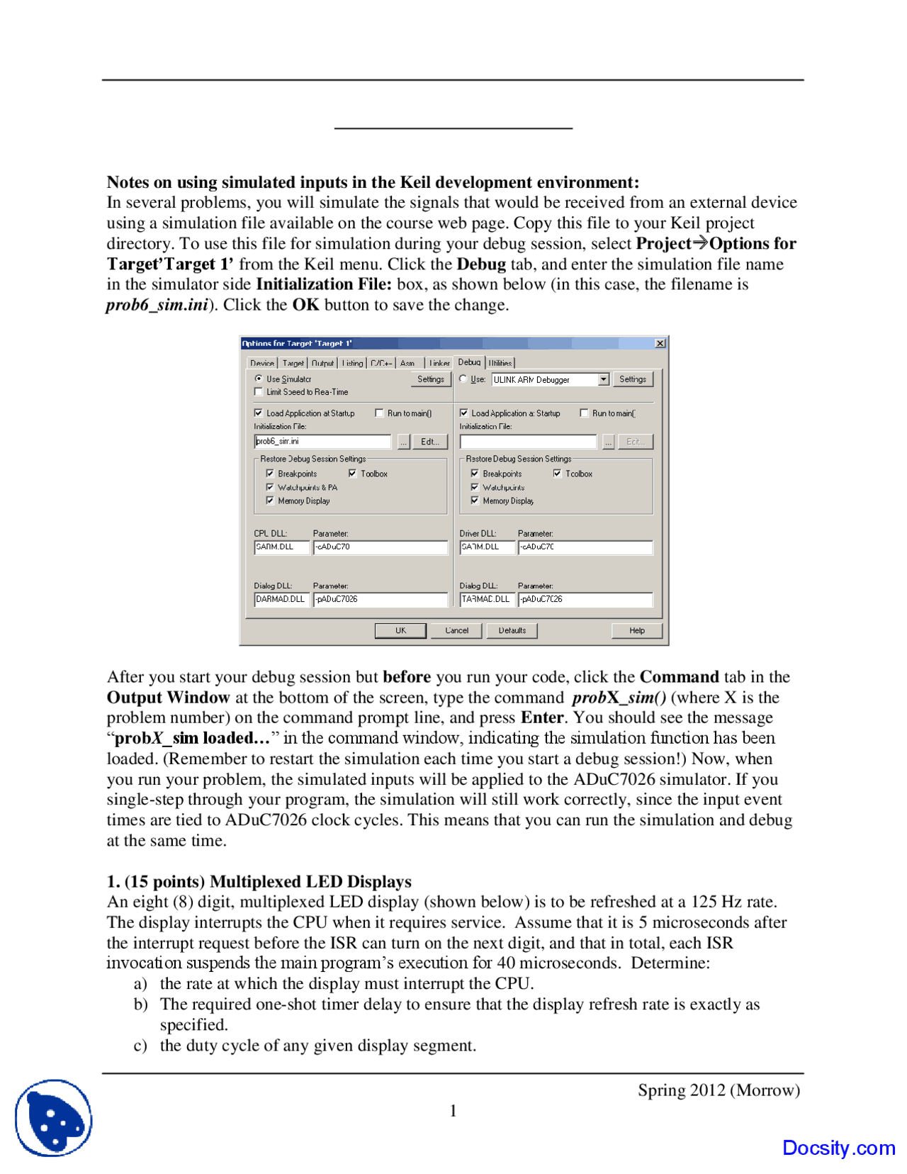 Development Environment - Introduction to Microprocessor Systems - Home Work - Docsity