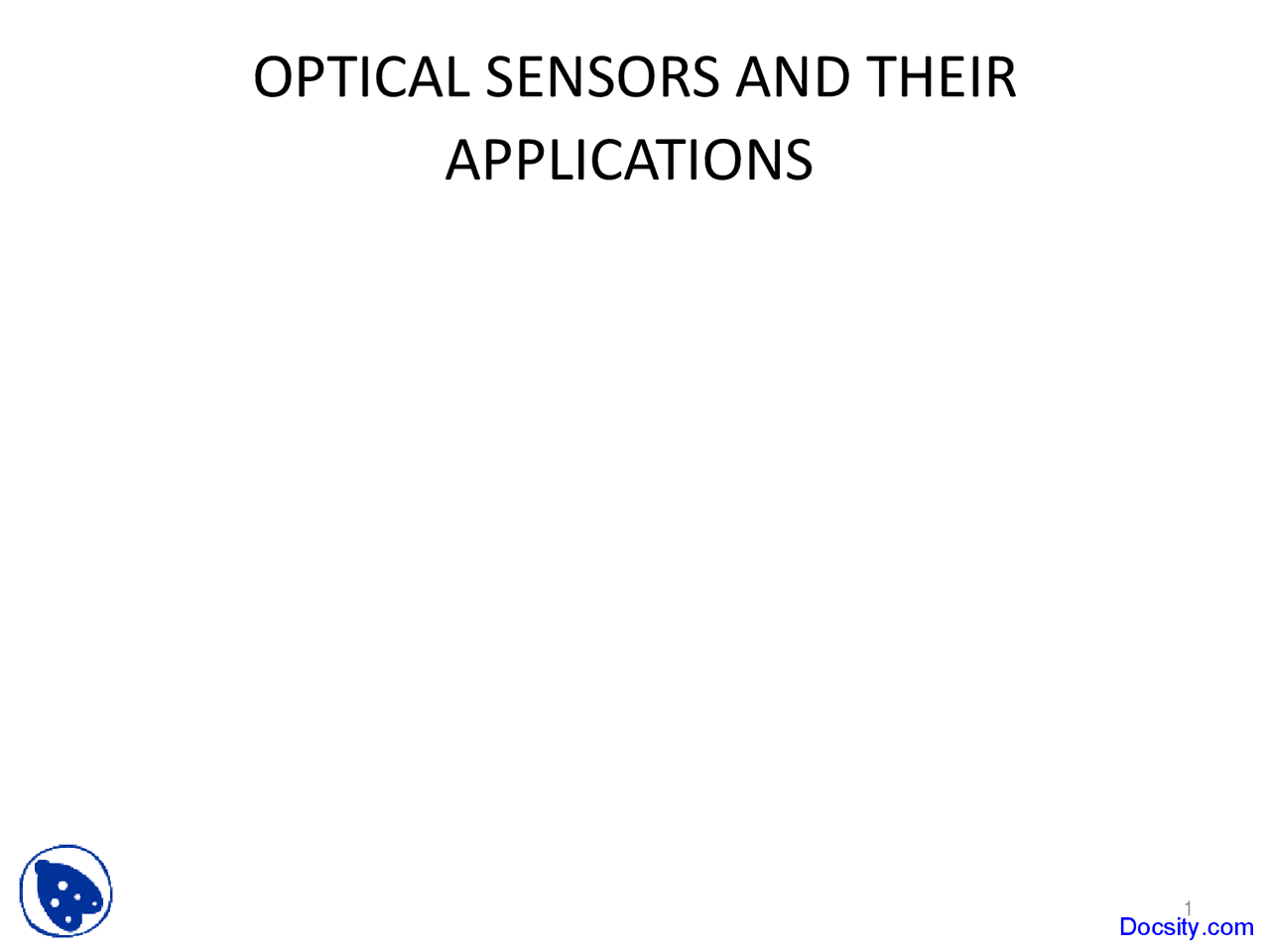 Optical Sensor Optical Communications Lecture Slides Slides