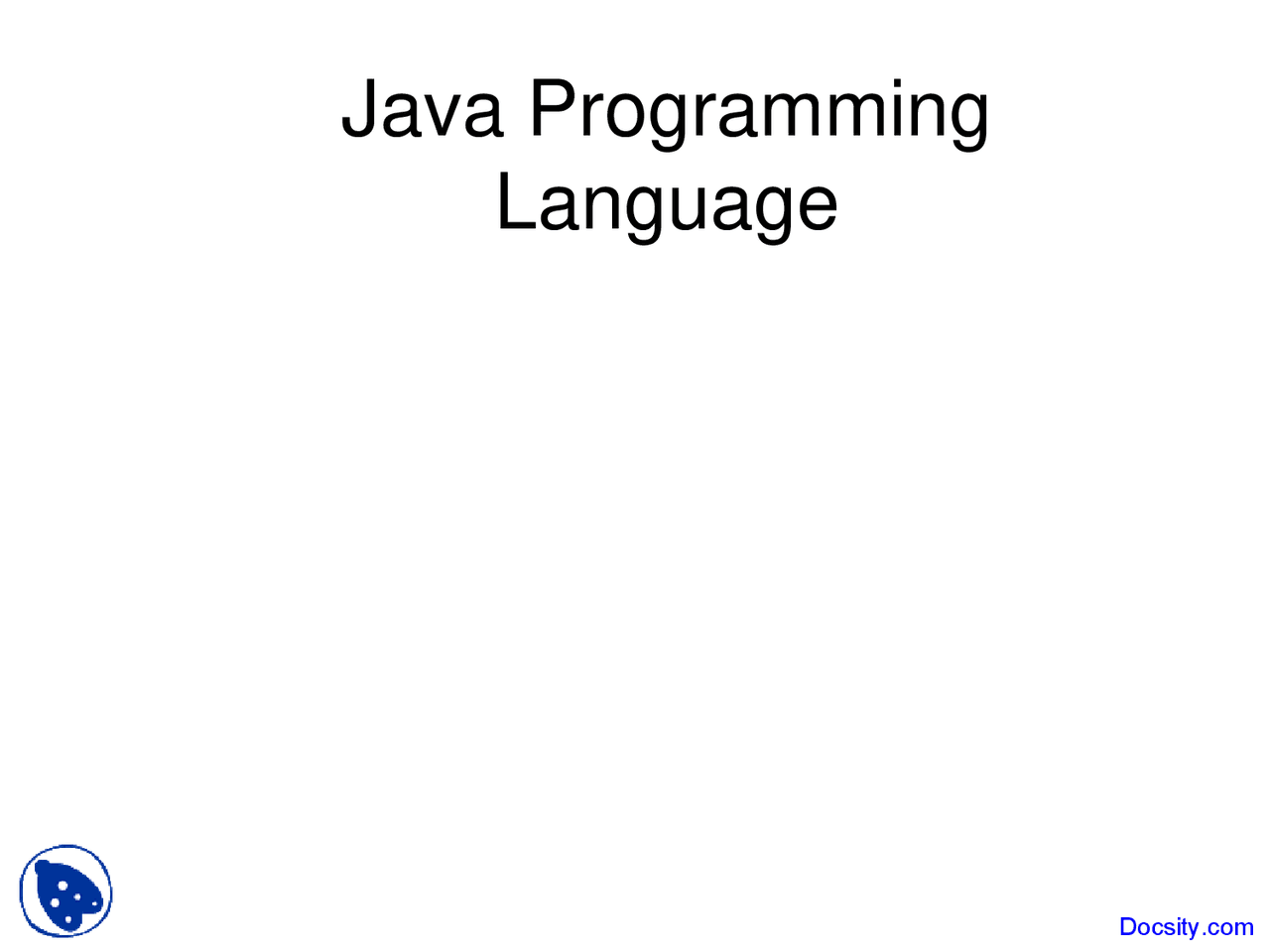 Introduction Java Programming Language Lecture Slides Docsity 5509