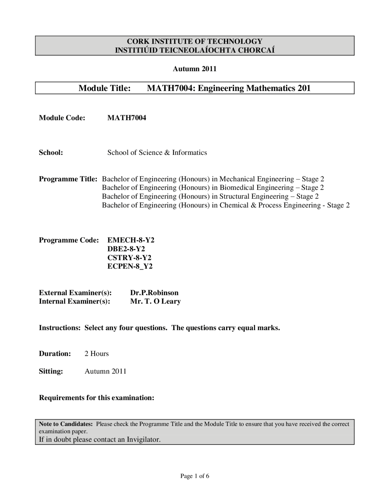 Rolle’s Theorem - Engineering Mathematics - Past Paper | Exams ...