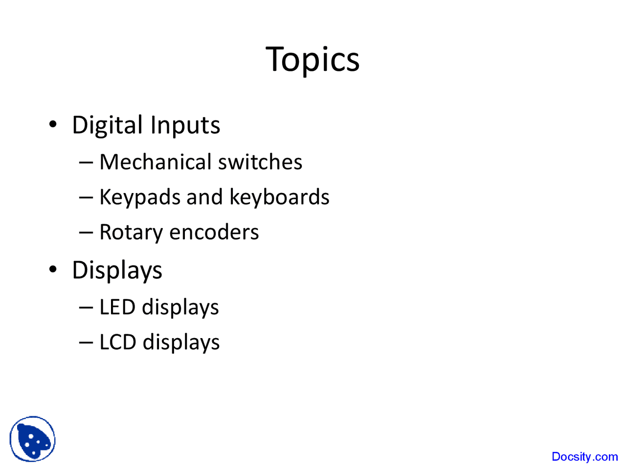 Digital Inputs Introduction To Microprocessor Systems Lecture Sli Docsity