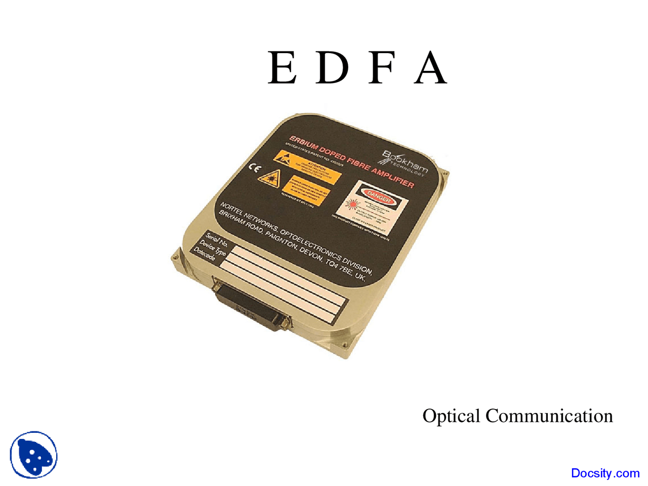 Edfa Optical Communications Lecture Slides Docsity
