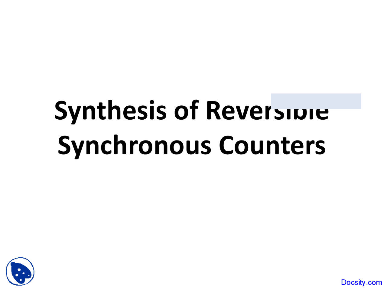 Reversible Synchronous Counters Quantum Computing Lecture Slides
