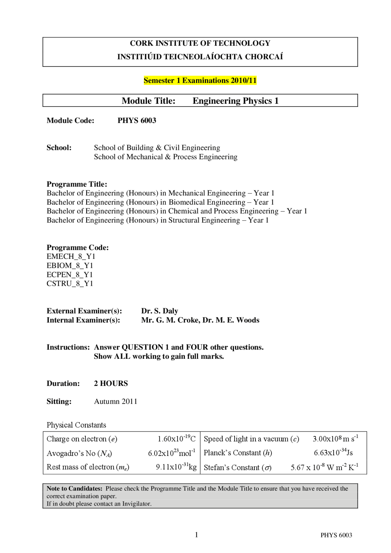 Total Internal Reflection - Engineering Physics - Past Paper | Exams Engineering Physics | Docsity