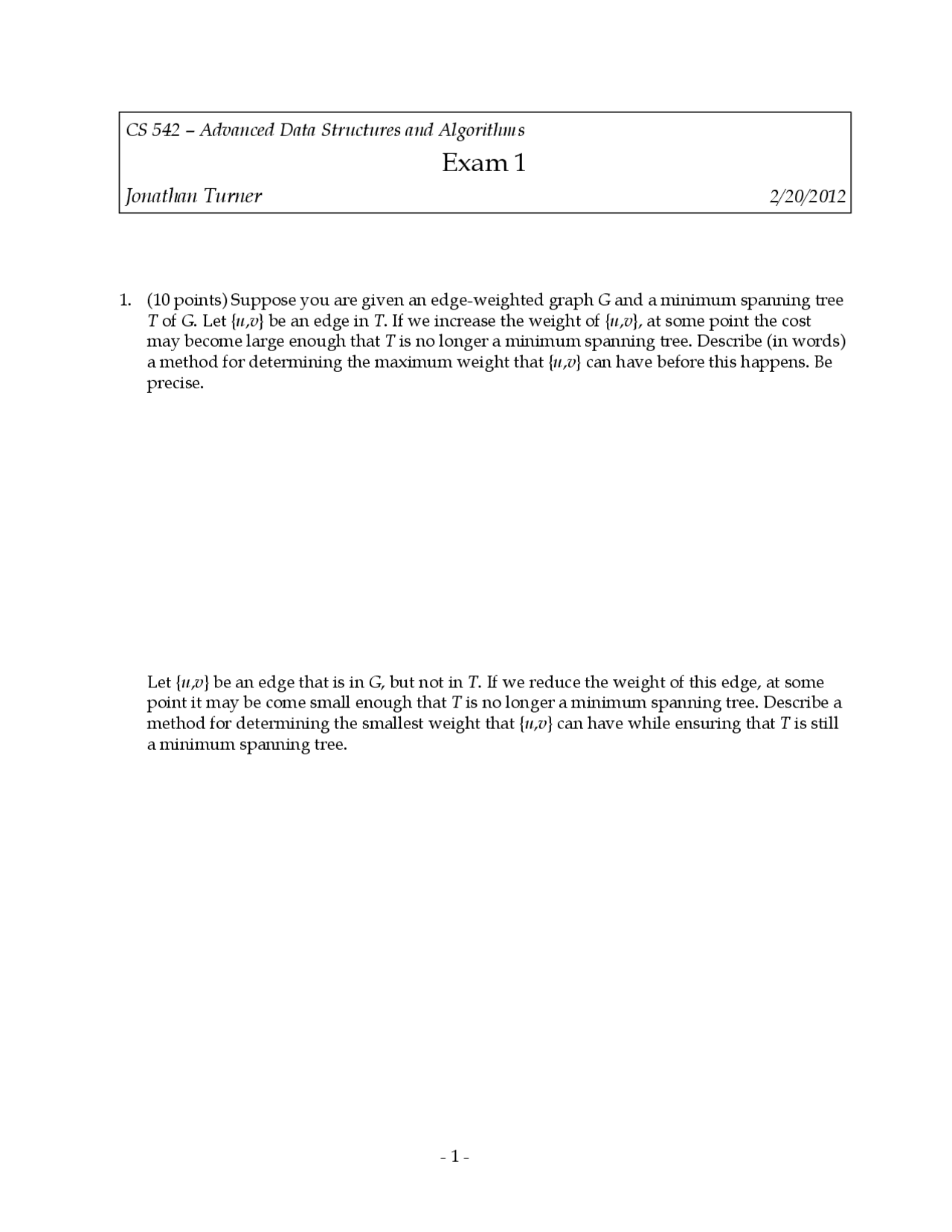 MST - Advanced Data Structures and Algorithms - Exam | Exámenes Estructuras de Datos y ...