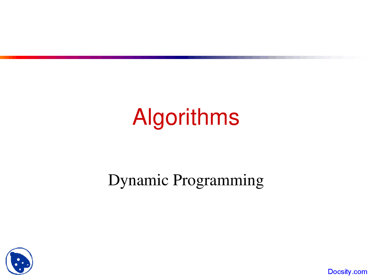 Dynamic Programming Introduction To Algorithms Lecture Slides Docsity