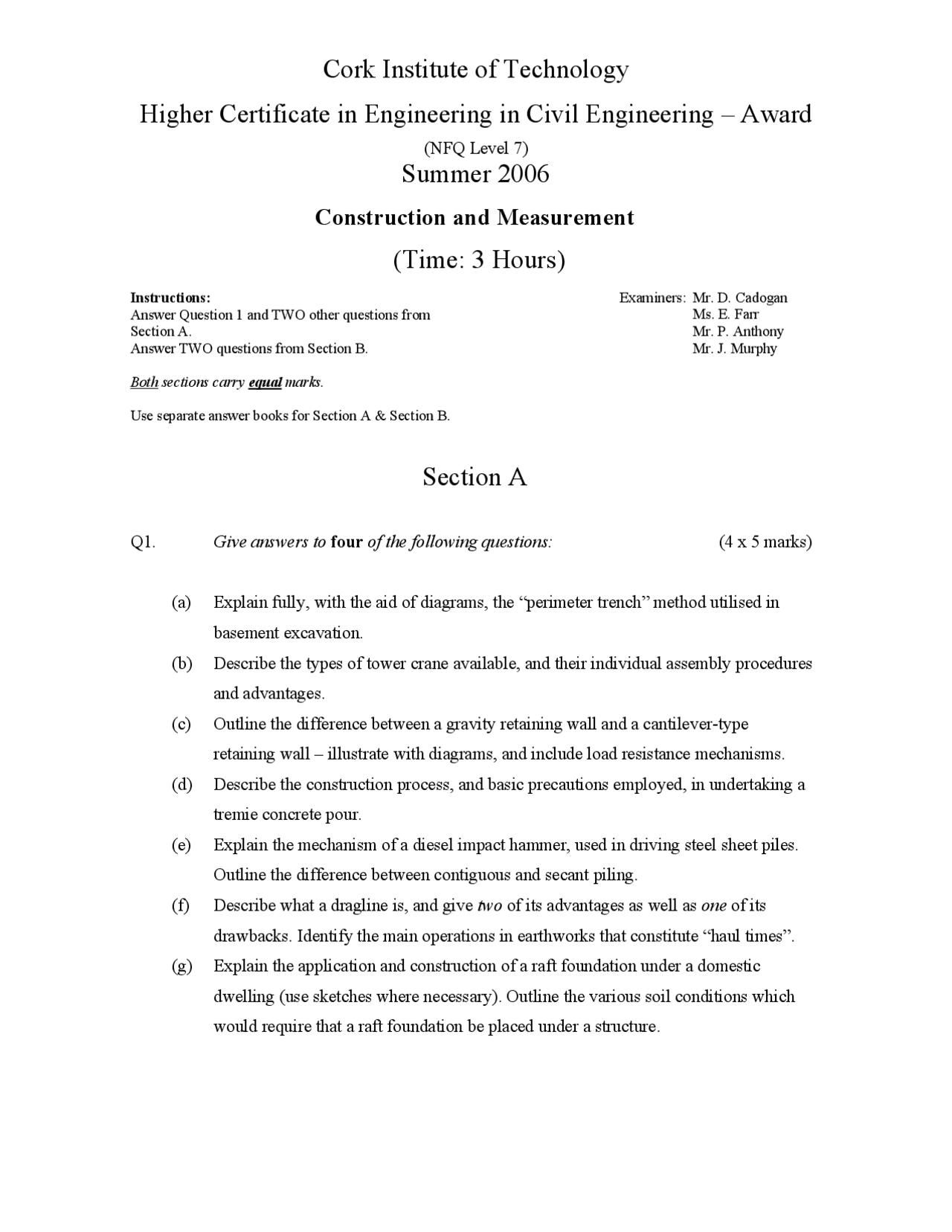 Perimeter Trench - Construction and Measurement - Past Paper | Exams ...