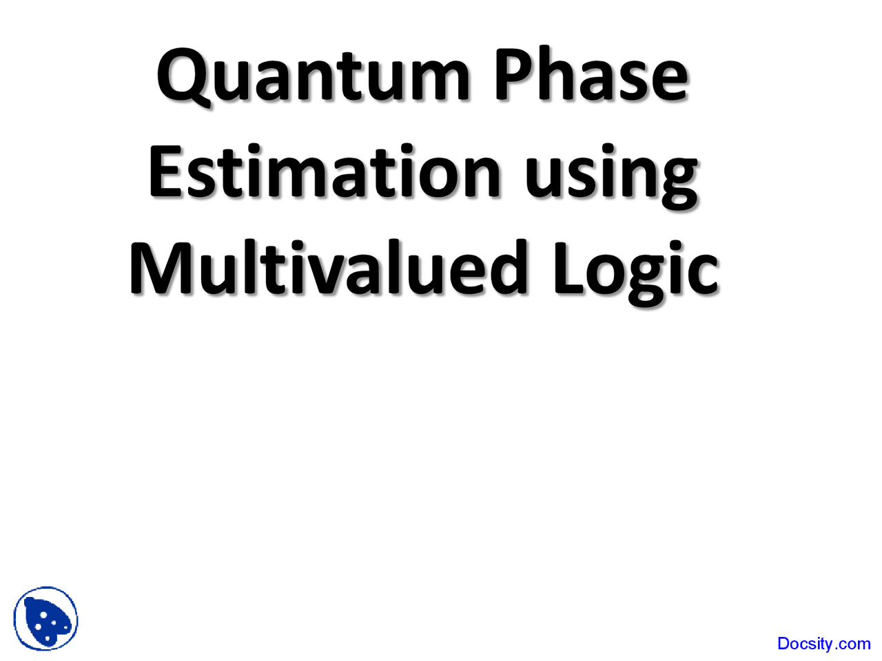 Quantum Phase Quantum Computing Lecture Slides Docsity