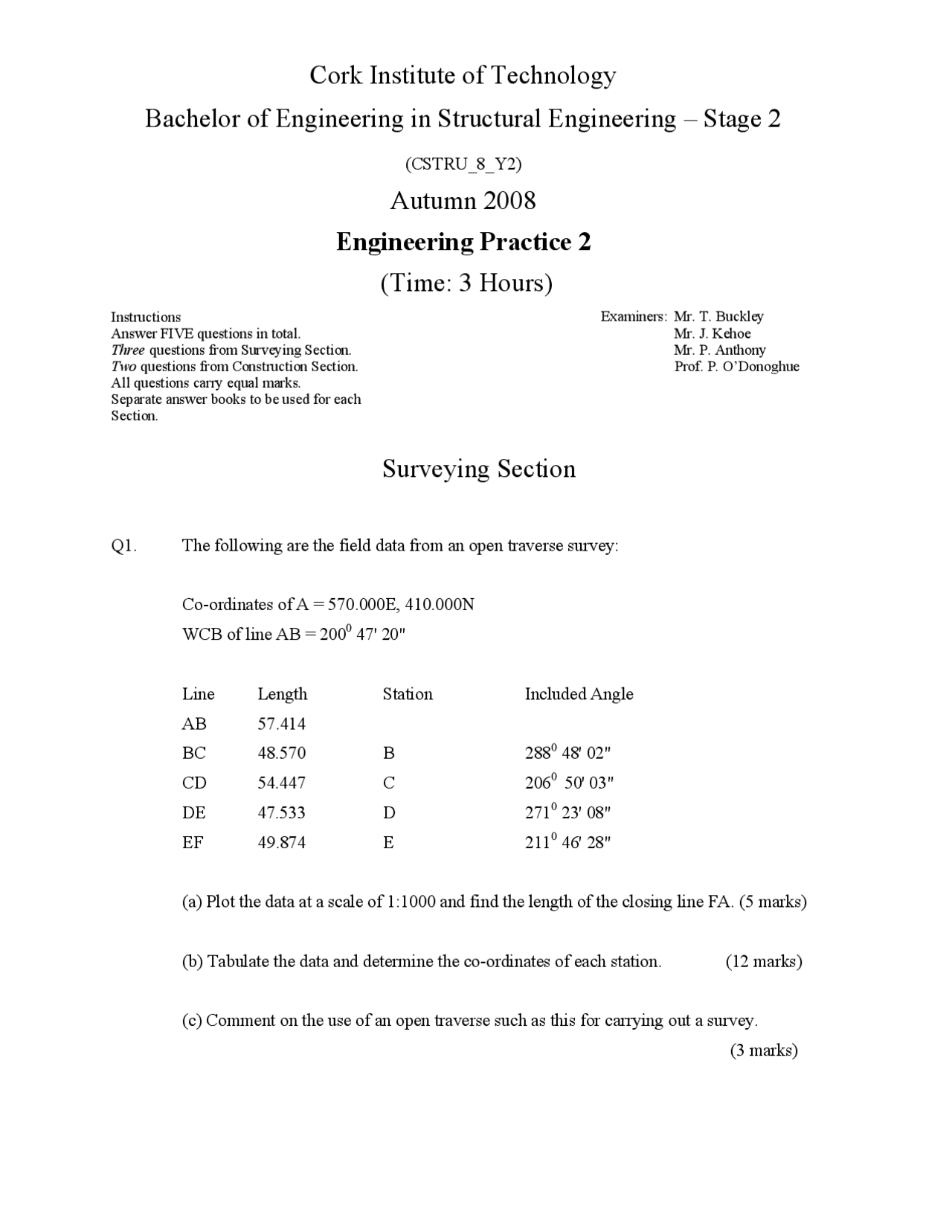 Collimation Error in Level - Engineering Practice - Old Exam Paper ...