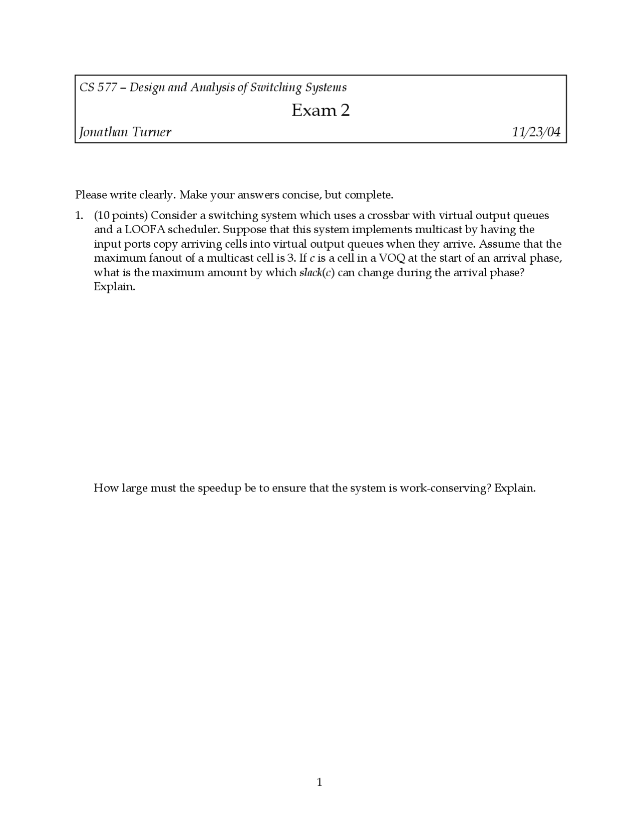 Exam Questions on Switching Systems and Network Design | Exams Design and Analysis of Algorithms ...