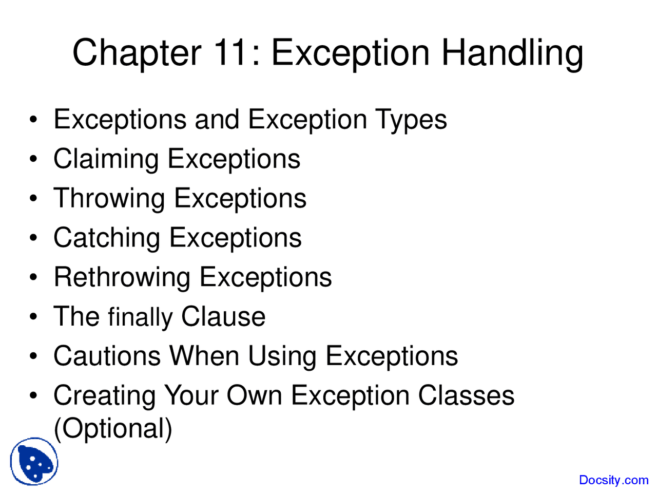 Exception Handling Java Programming Language Lecture Slides Docsity 9680