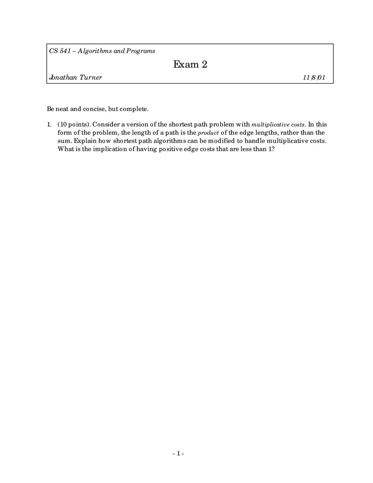 Multiplicative Costs Advanced Data Structures And Algorithms Exam