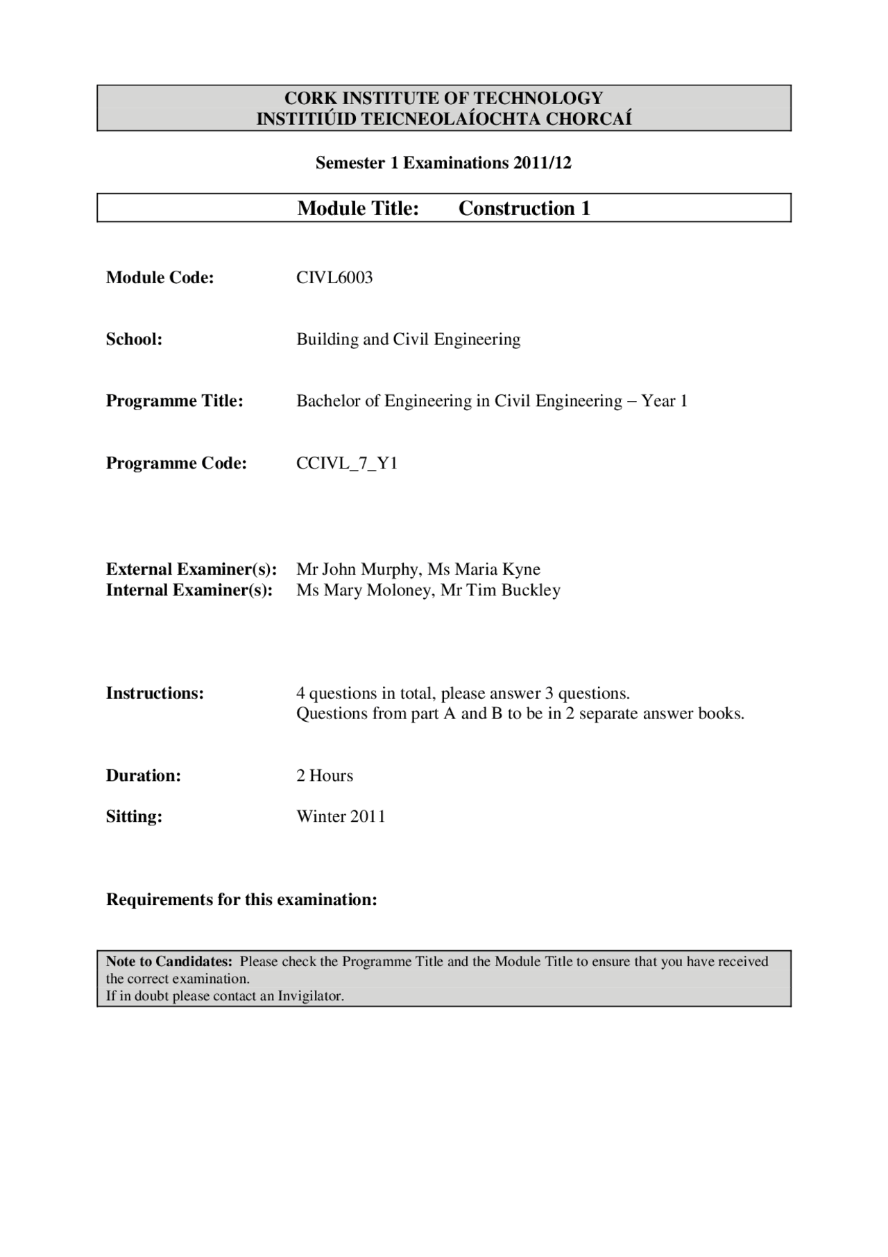 Aid of Sketches - Construction - Past Paper | Exams Material ...