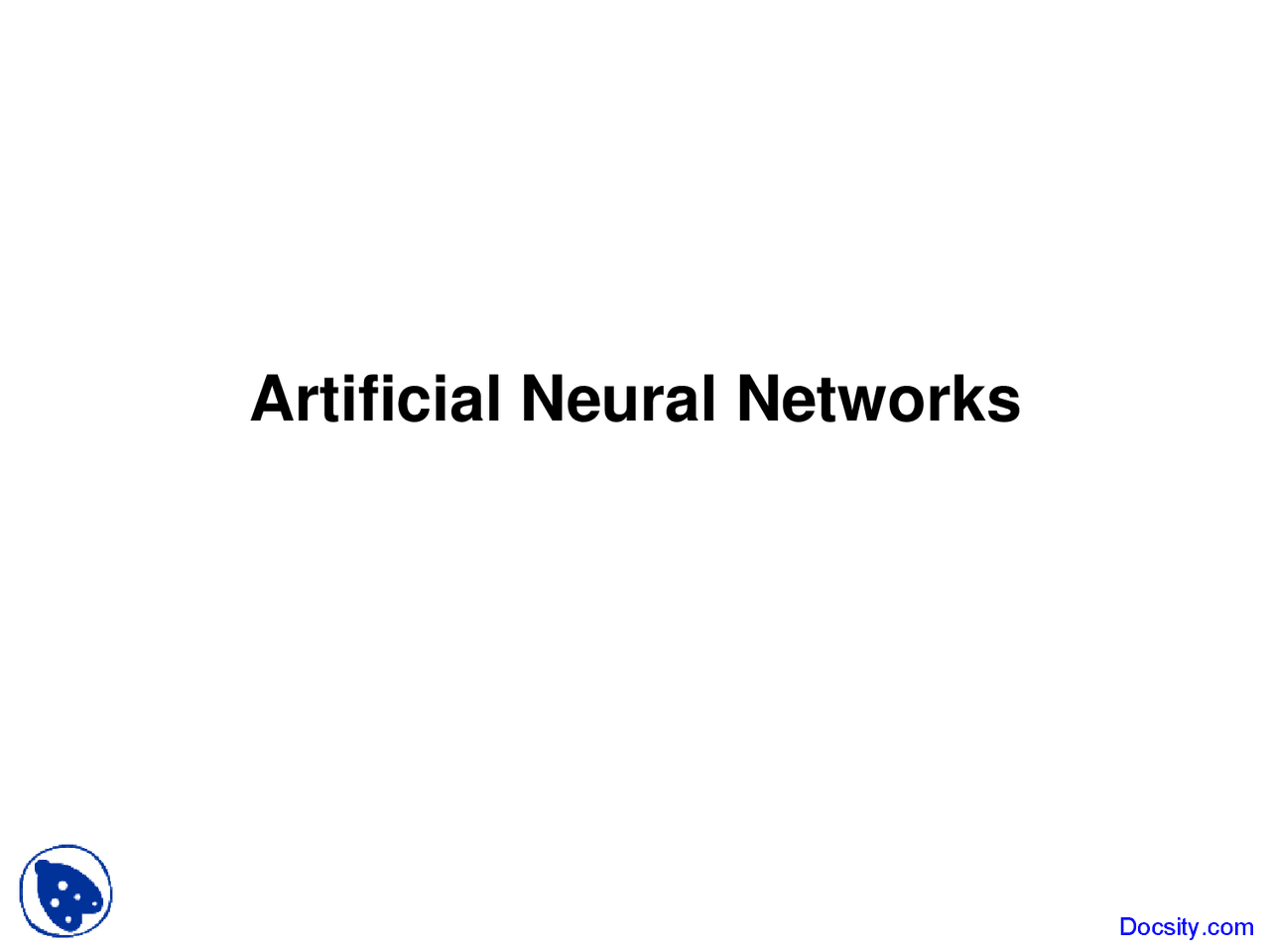Artificial Neural Networks Multimedia Signal Processing Lecture