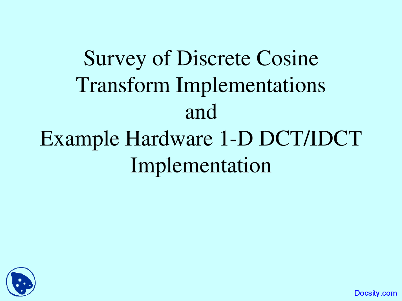 Survey Multimedia Signal Processing Lecture Slides Docsity