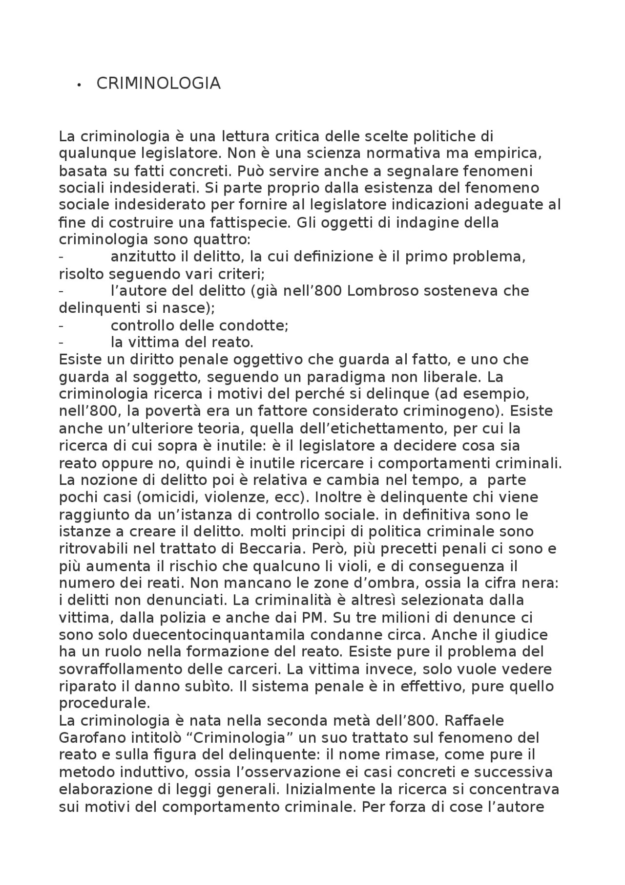 Criminologia Appunti Appunti Di Diritto Docsity