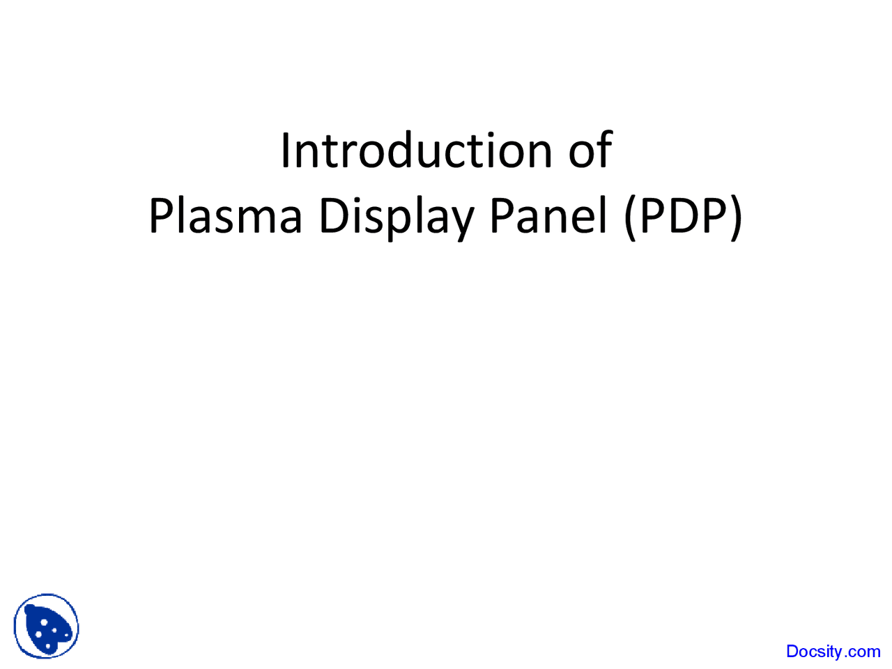 Plasma Display Panel Optical Communications Lecture Slides Docsity