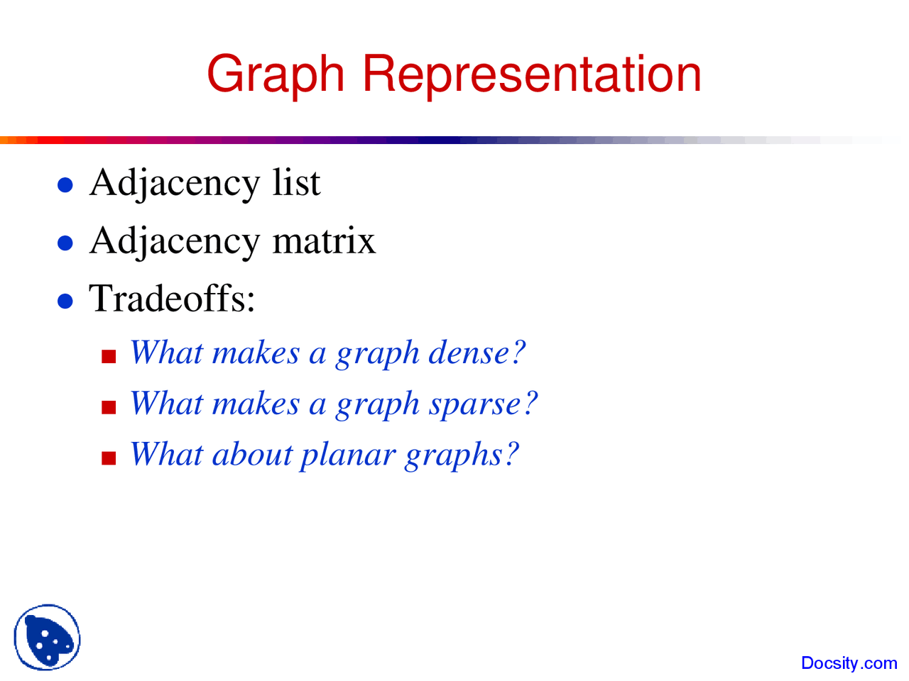 Graph Representation Introduction To Algorithms Lecture Slides