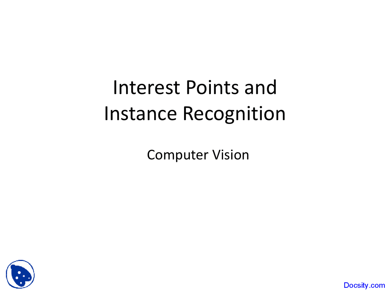 Interest Points Introduction To Computer Version Lecture Sli Docsity