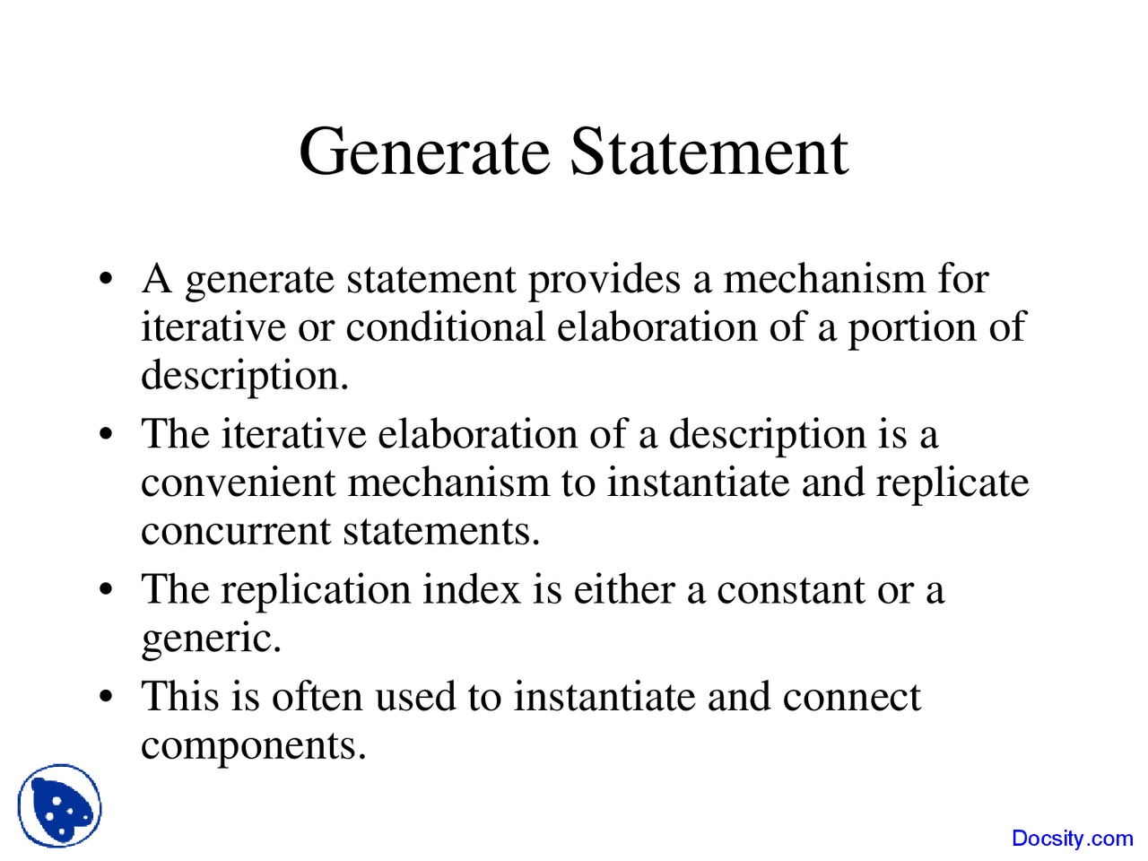 Statement - Computer Science - Lecture Slides - Docsity