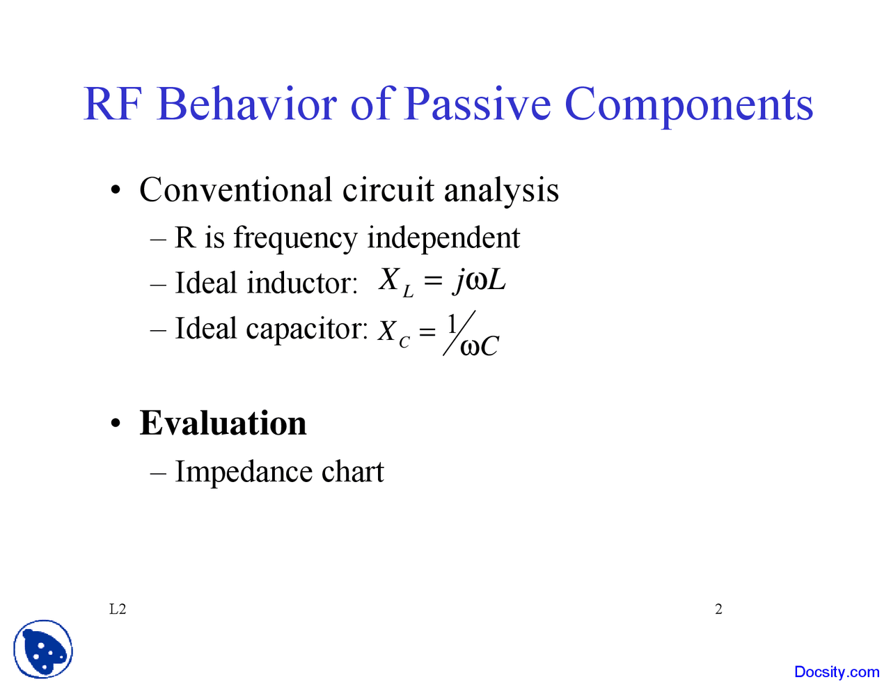 Behavior of Passive Components - RF and Microwave Engineering - Lecture Slides | Slides ...