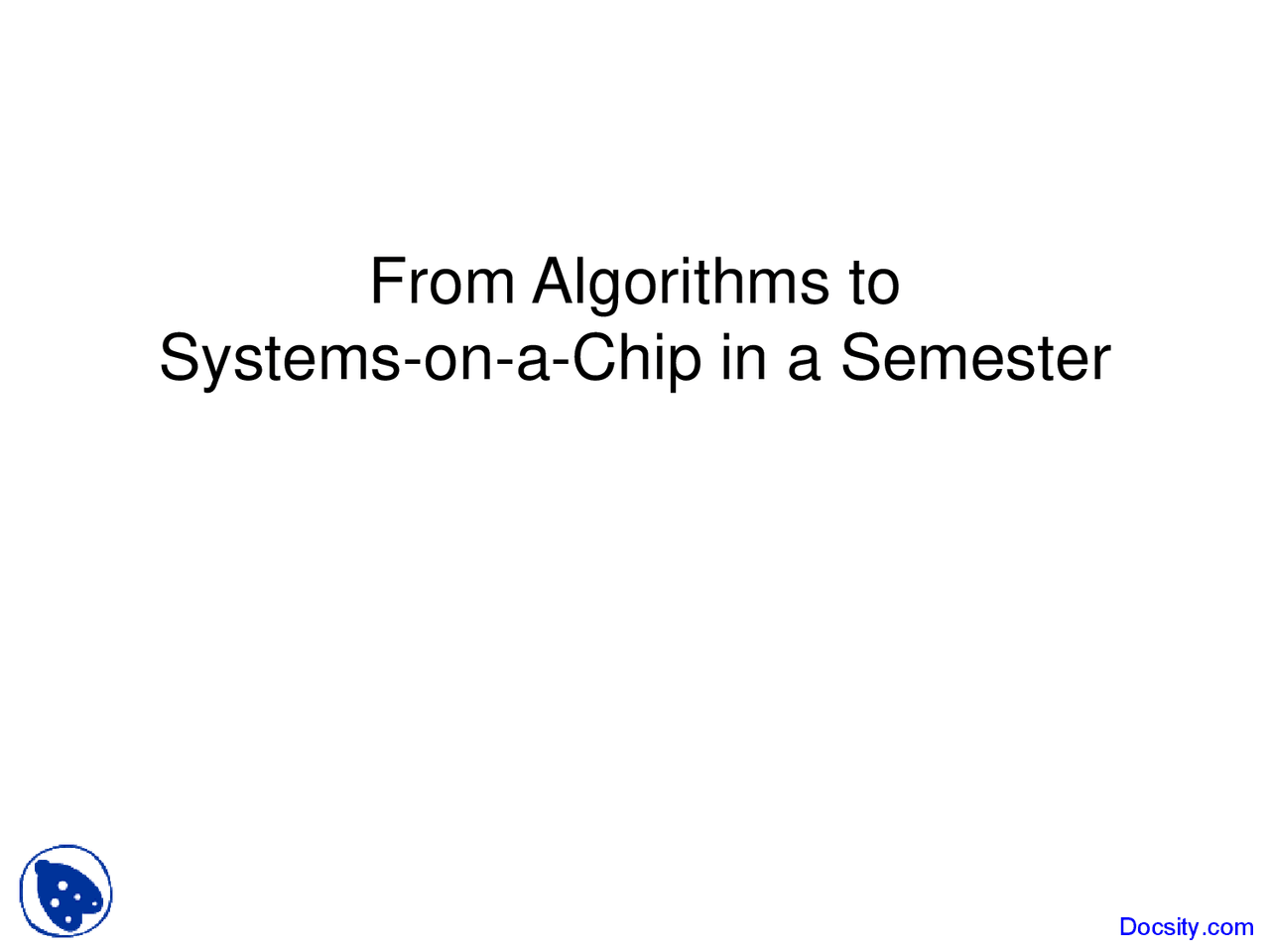 Algorithms Multimedia Signal Processing Lecture Slides Docsity