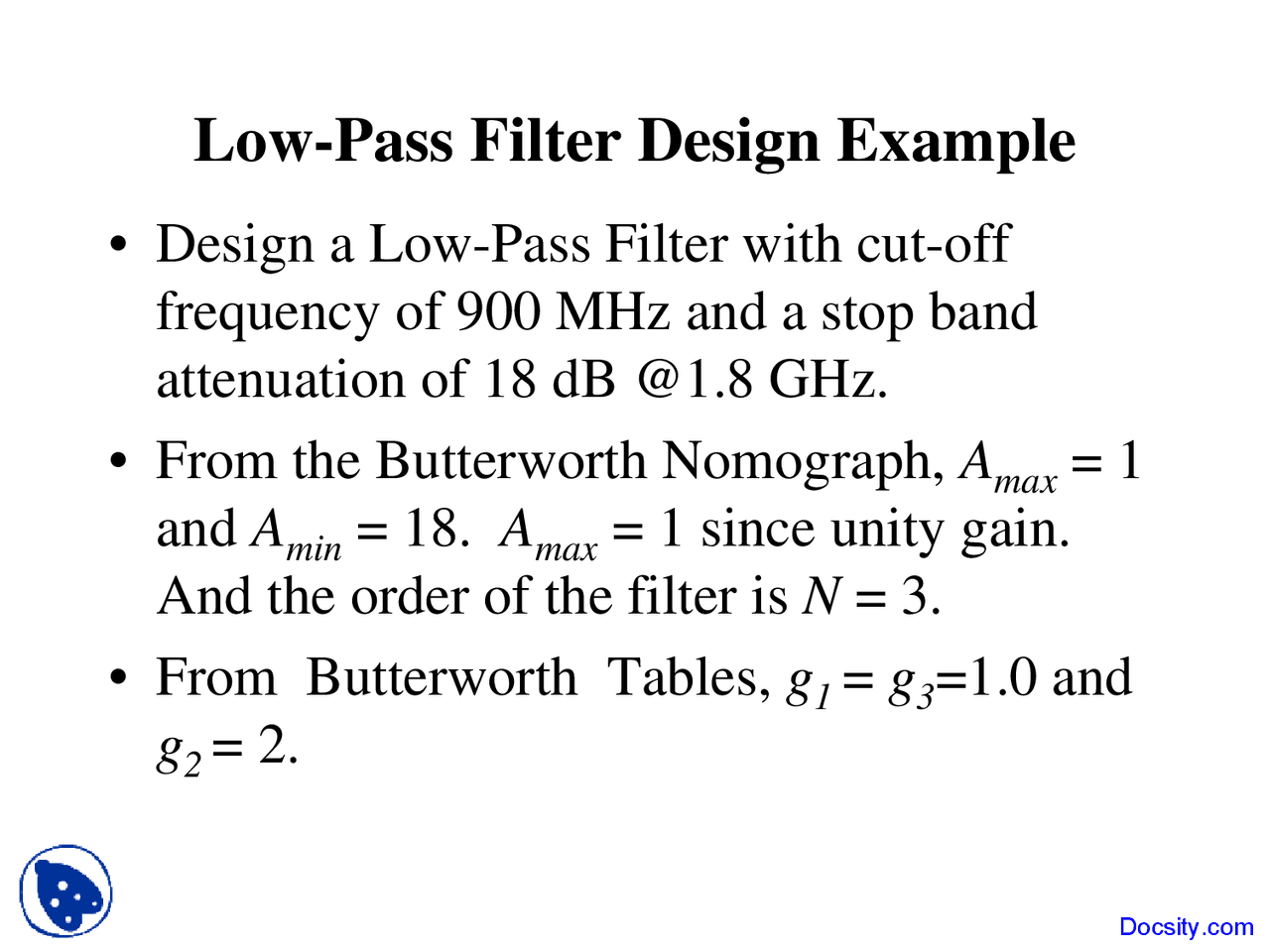 Low Pass Filter - RF and Microwave Engineering - Lecture Slides - Docsity