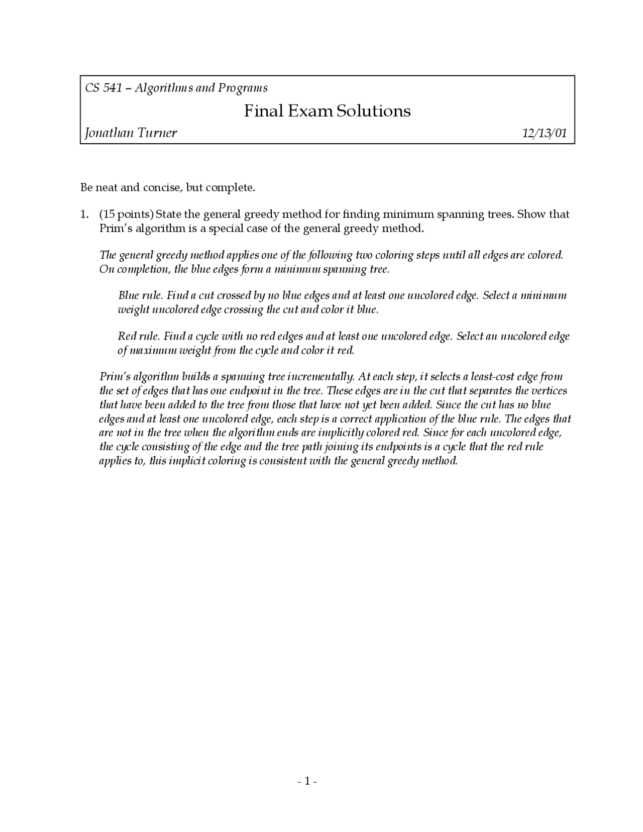 Greedy Method Advanced Data Structures And Algorithms Solved Exam