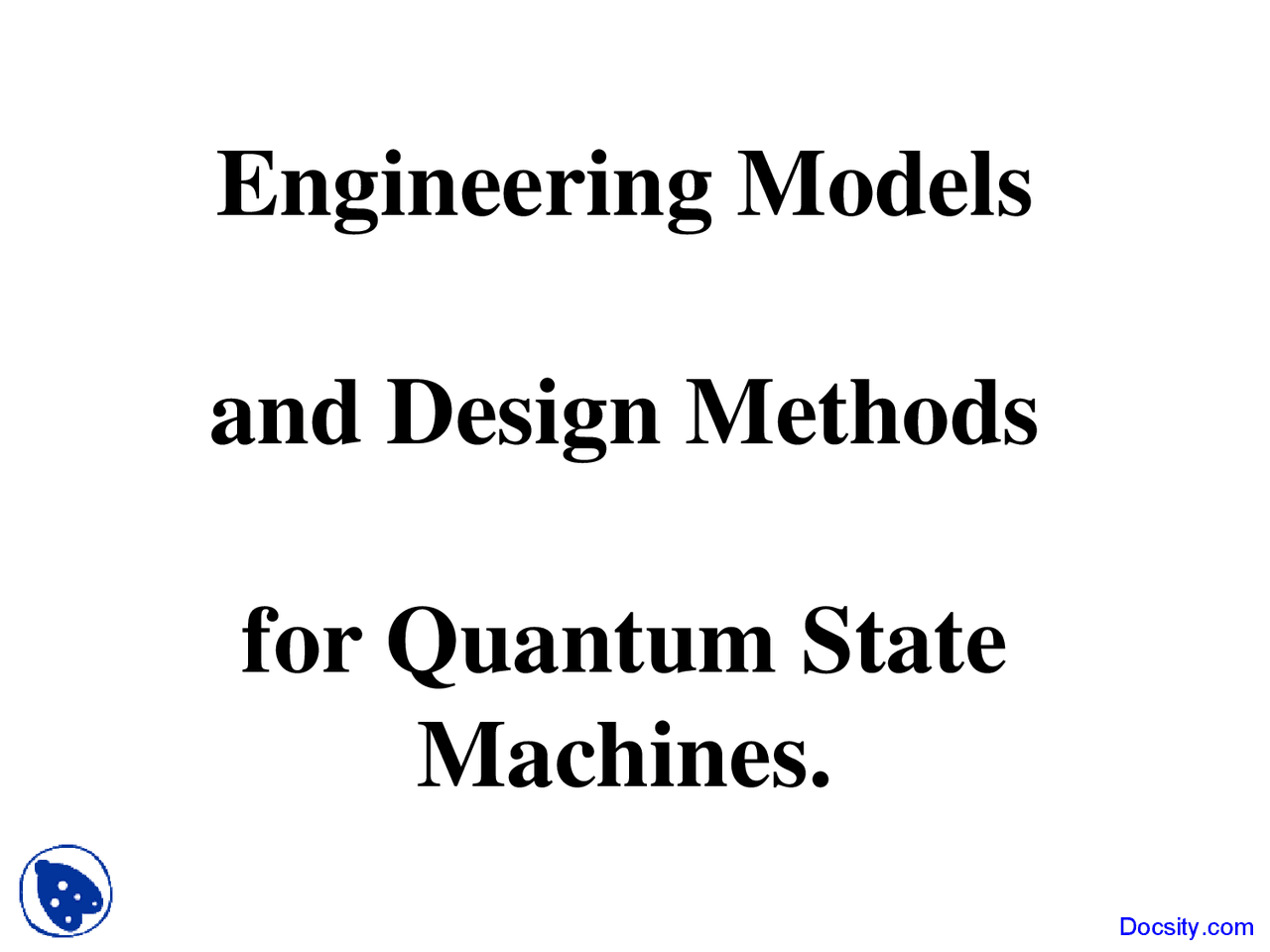 Engineering Models Quantum Computing Lecture Slides Docsity