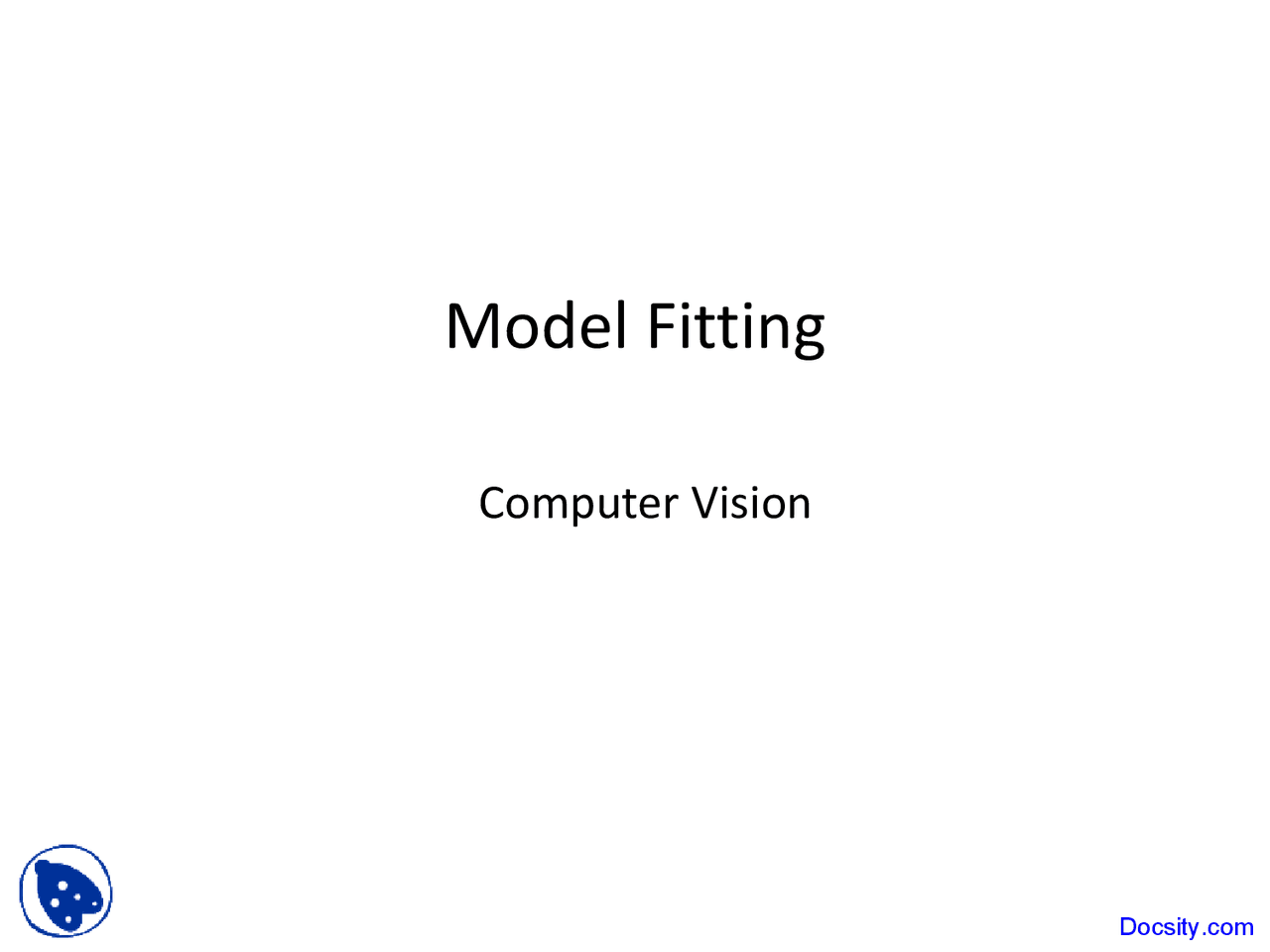 Model Fitting Introduction To Computer Version Lecture Sli Docsity