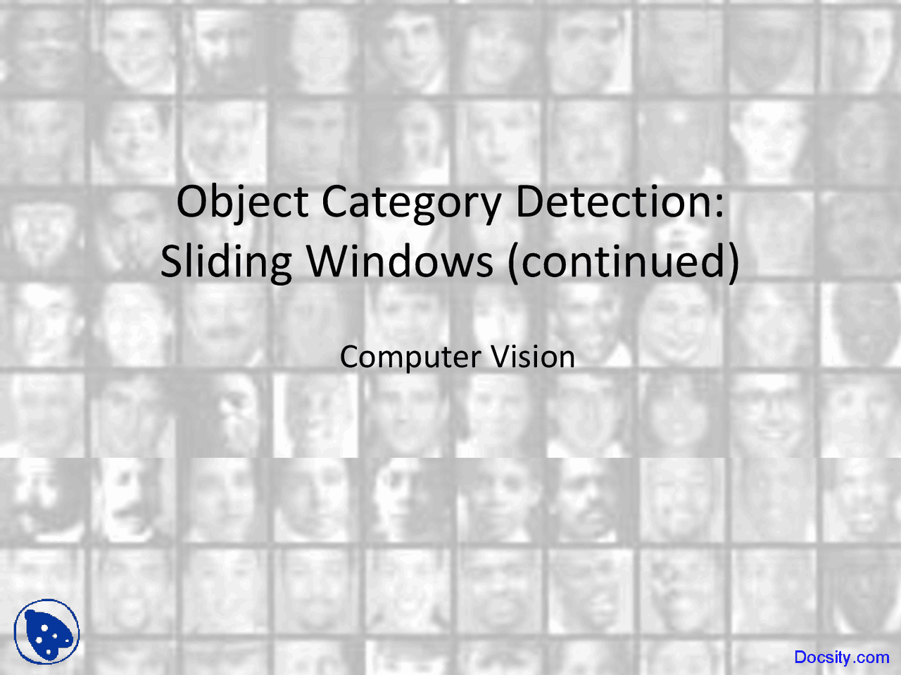 Sliding Windows Introduction To Computer Version Lecture Sli Lecture Notes Computer