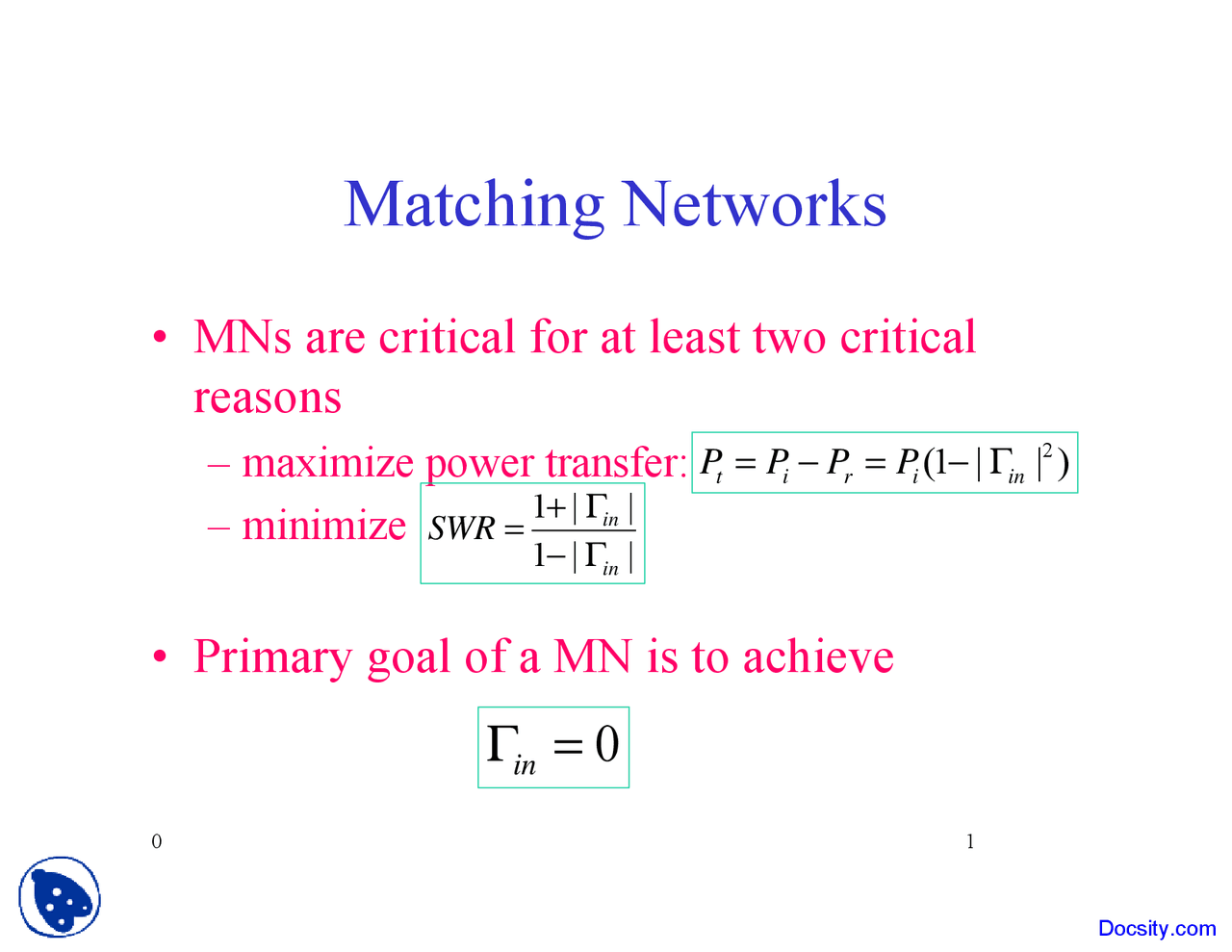 Matching Networks Rf And Microwave Engineering Lecture Slides Docsity