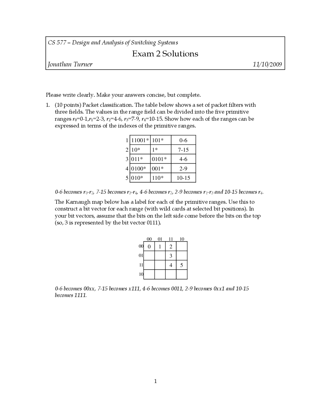 Packet Filters Design And Analysis Of Switching Systems Solved Exam