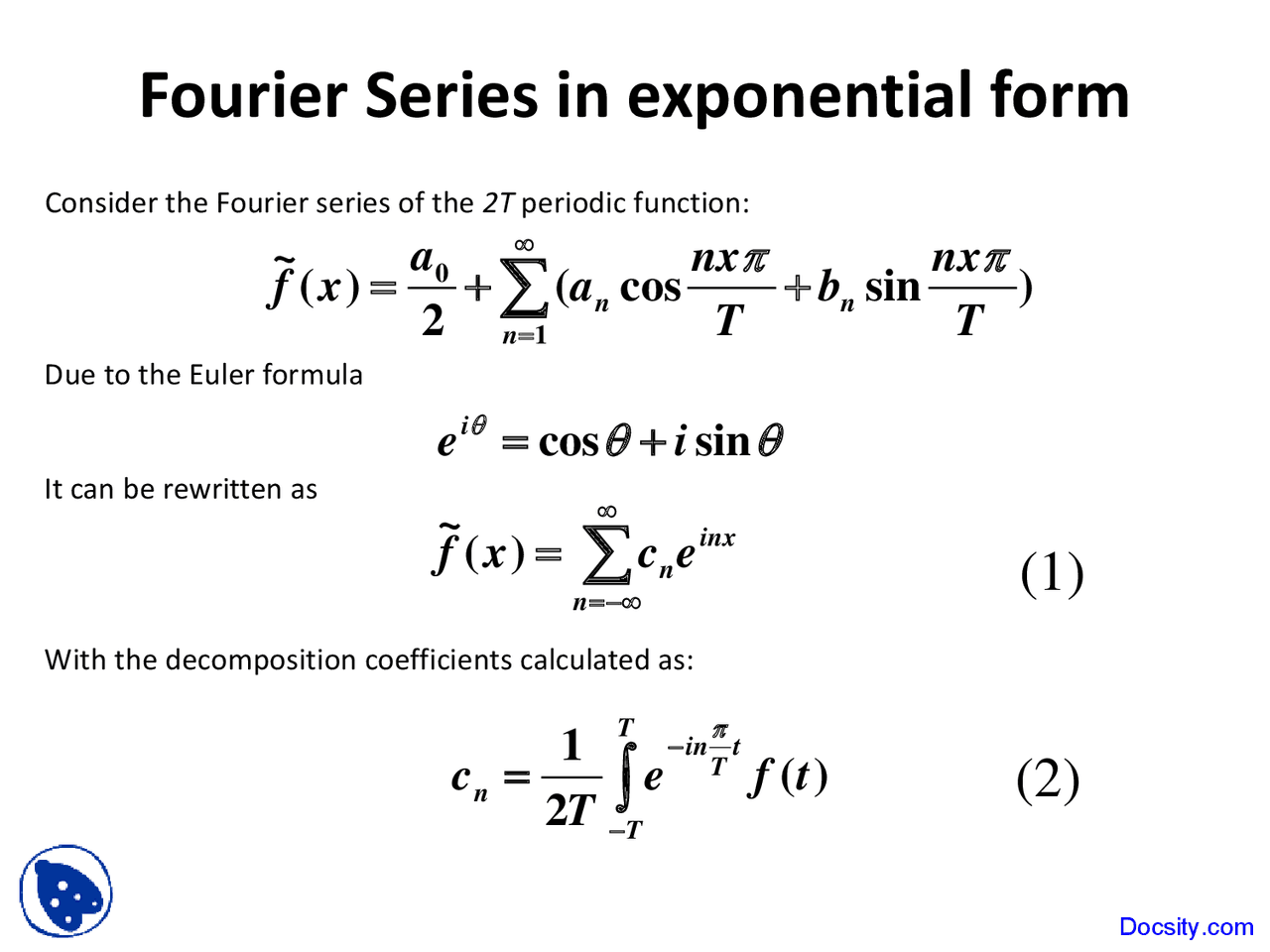 Exponential Form Multimedia Signal Processing Lecture Slides