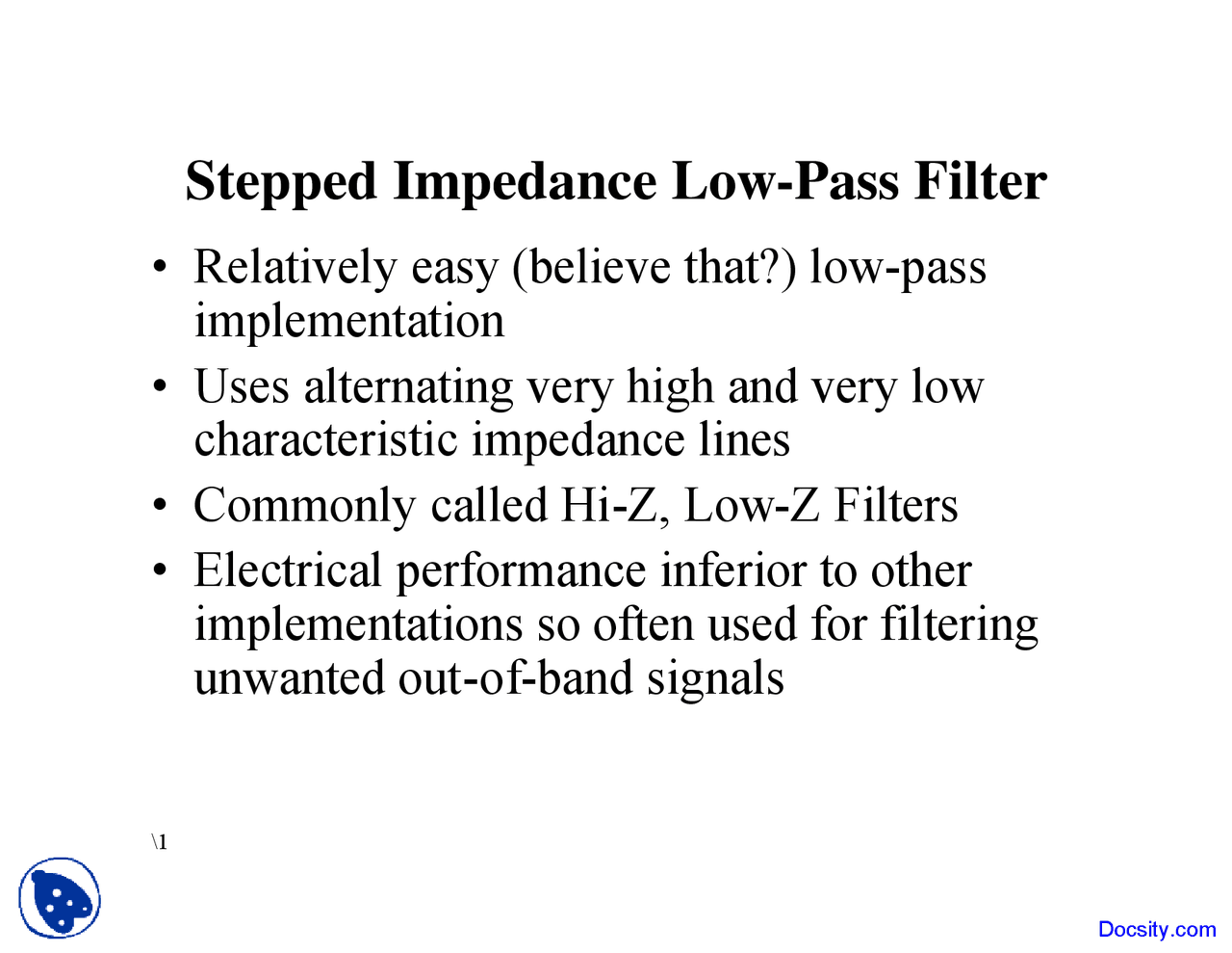 Stepped Impedance Rf And Microwave Engineering Lecture Slides Docsity