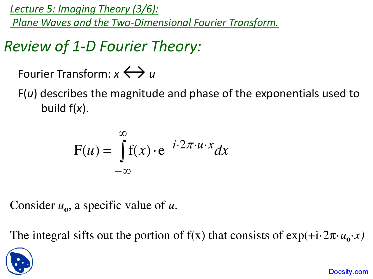 Imaging Theory Multimedia Signal Processing Lecture Slides Docsity
