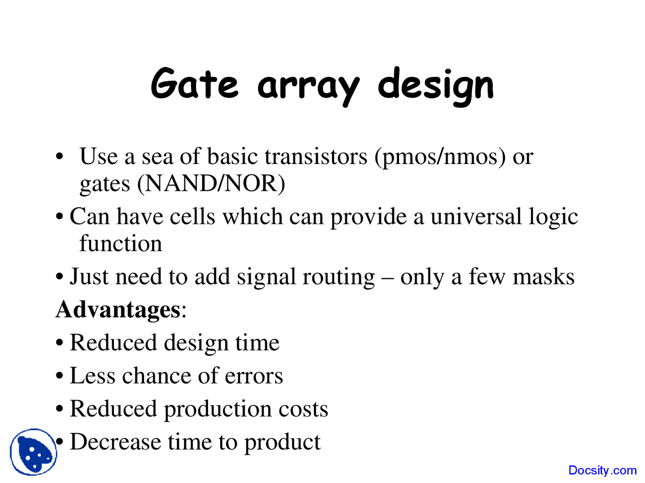 Gate Array Design Computer Science Lecture Slides Docsity