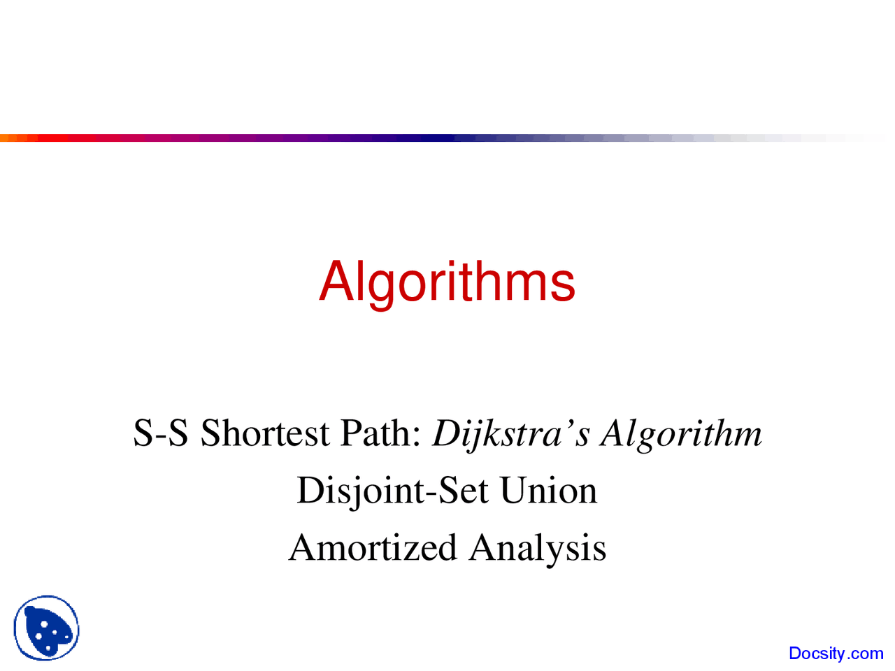 Shortest Path Introduction To Algorithms Lecture Slides Docsity