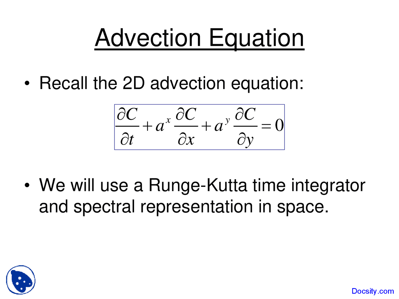 Advection Equation Multimedia Signal Processing Lecture Slides