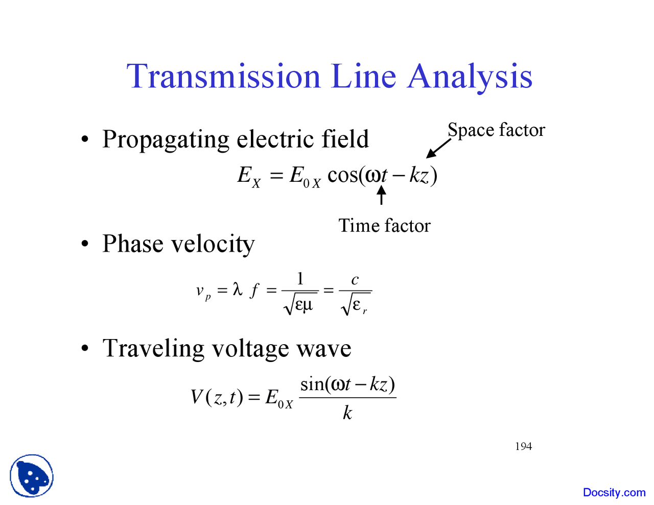 Transmission Line Analysis - RF and Microwave Engineering - Lecture Slides - Docsity